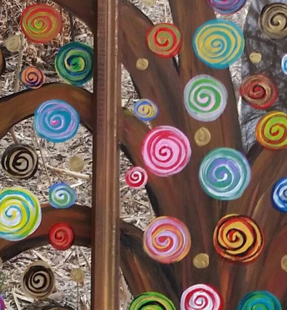 Painted Window Art, Colorful Circle Tree - Etsy