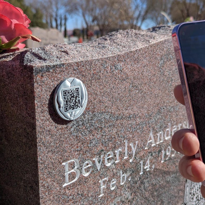 Memorial Coin: QR Code Memorial Plaque for Headstone; Digital Legacy ...