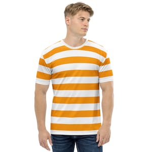 Orange and White Striped Shirt Mens - Etsy