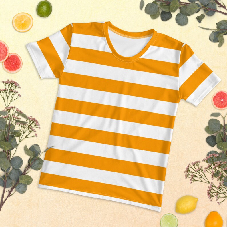 Orange and White Striped Shirt for Women - Etsy