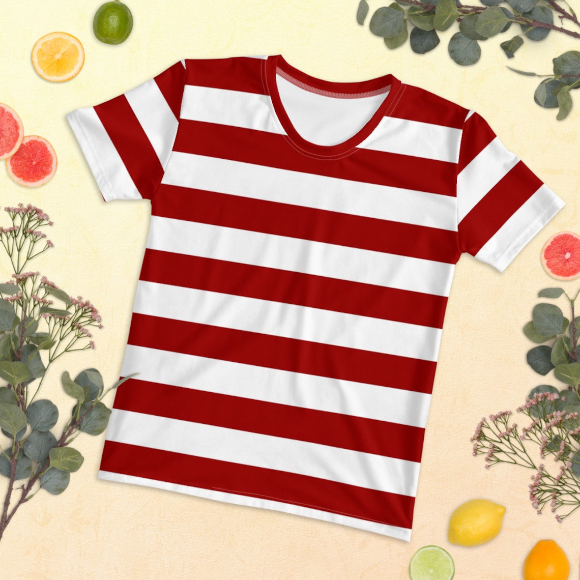 Red and White Striped Shirt for Women - Etsy