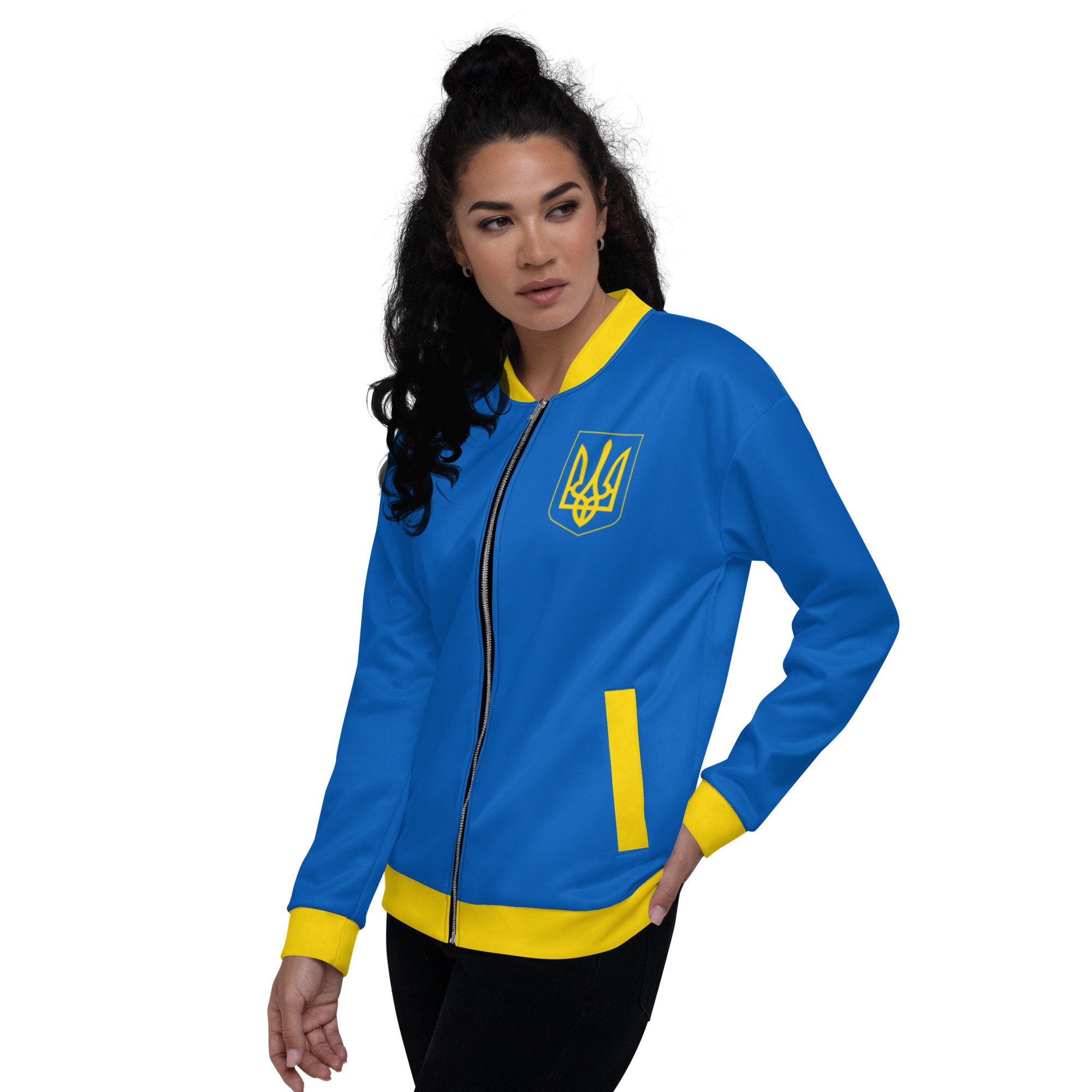 Ukraine Jacket / Unisex Bomber Jacket Ukraine Flag Colors / Stop the ...
