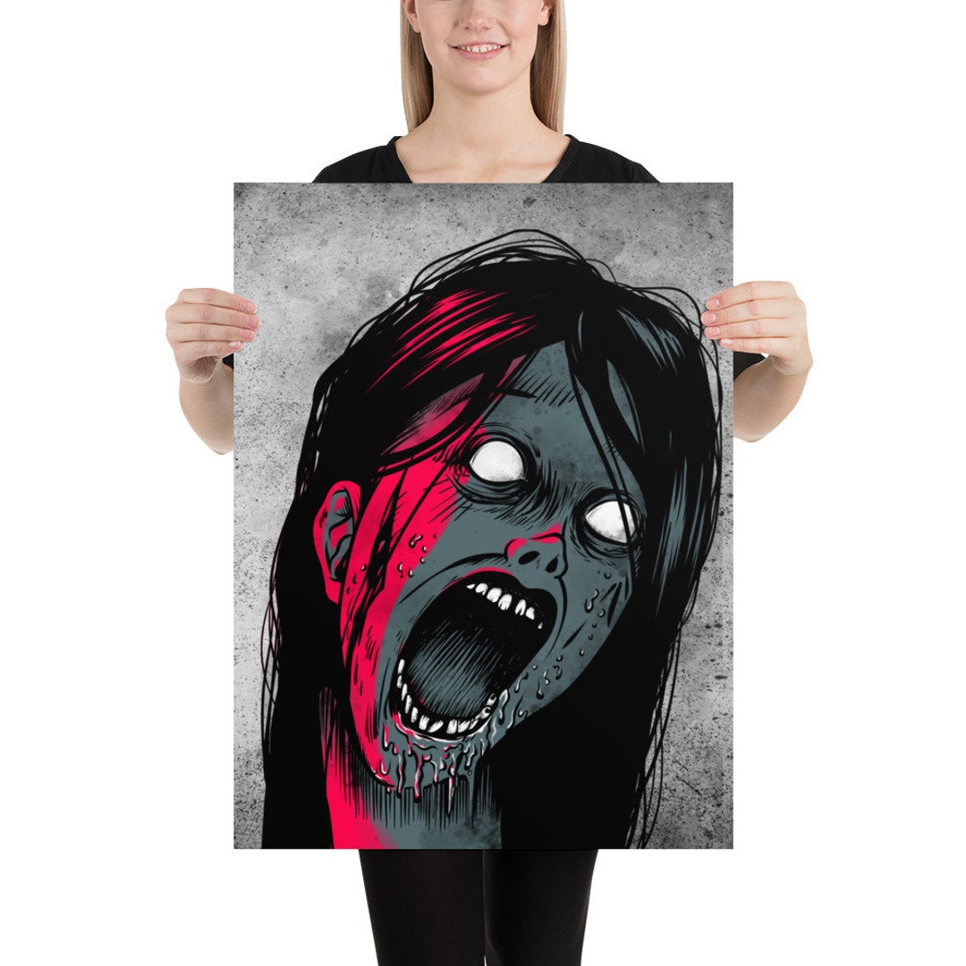 Scared Screaming Girl Quality Goth Poster for Gothic Wall Decor - Etsy