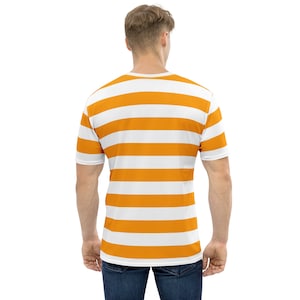 Orange and White Striped Shirt Mens - Etsy