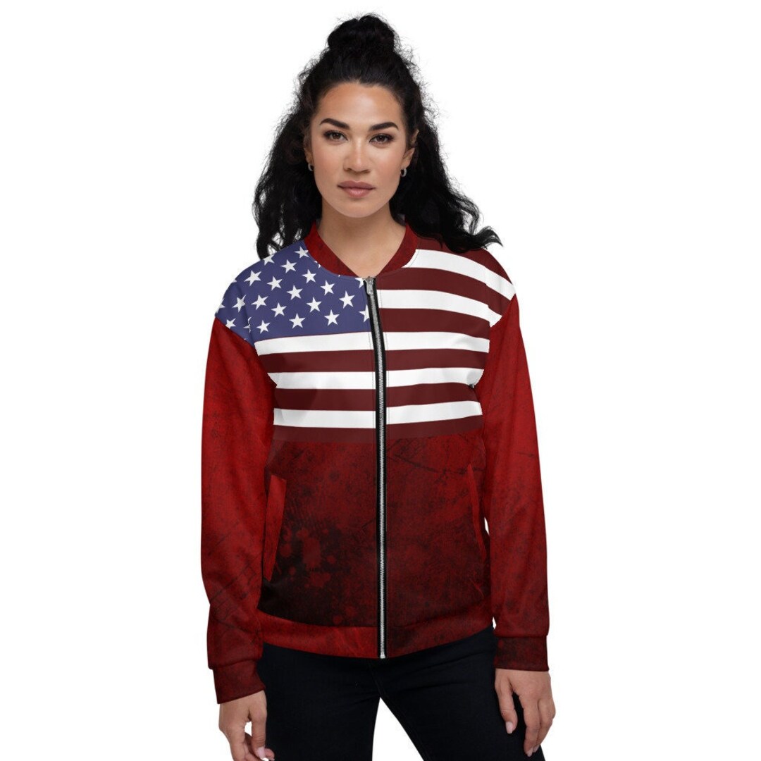 American Flag Bomber Jacket / Vintage Grunge Texture / Flag Clothing - Etsy