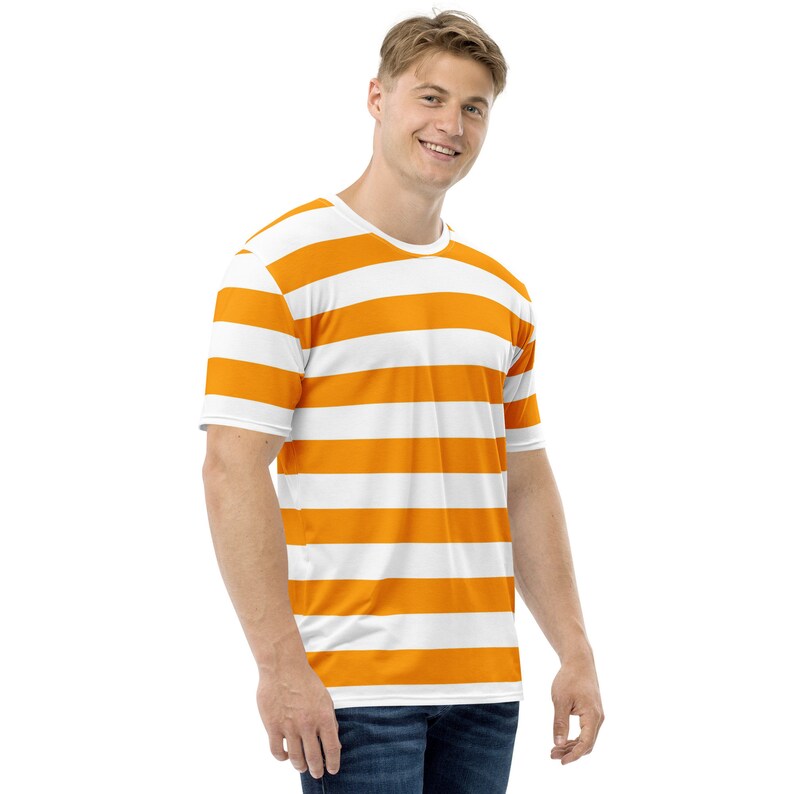 Orange and White Striped Shirt Mens - Etsy