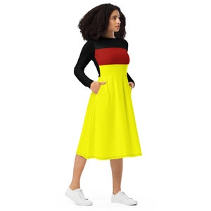 German Flag Inspired Dress With Practical Pockets: Long Sleeves, Size ...