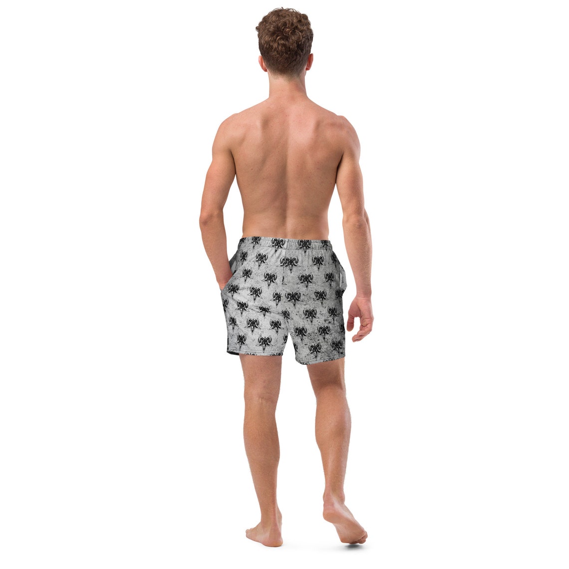 Eco Friendly Mens Goth Swim Trunks / Baphomet Swim Trunks / Grey Swim ...