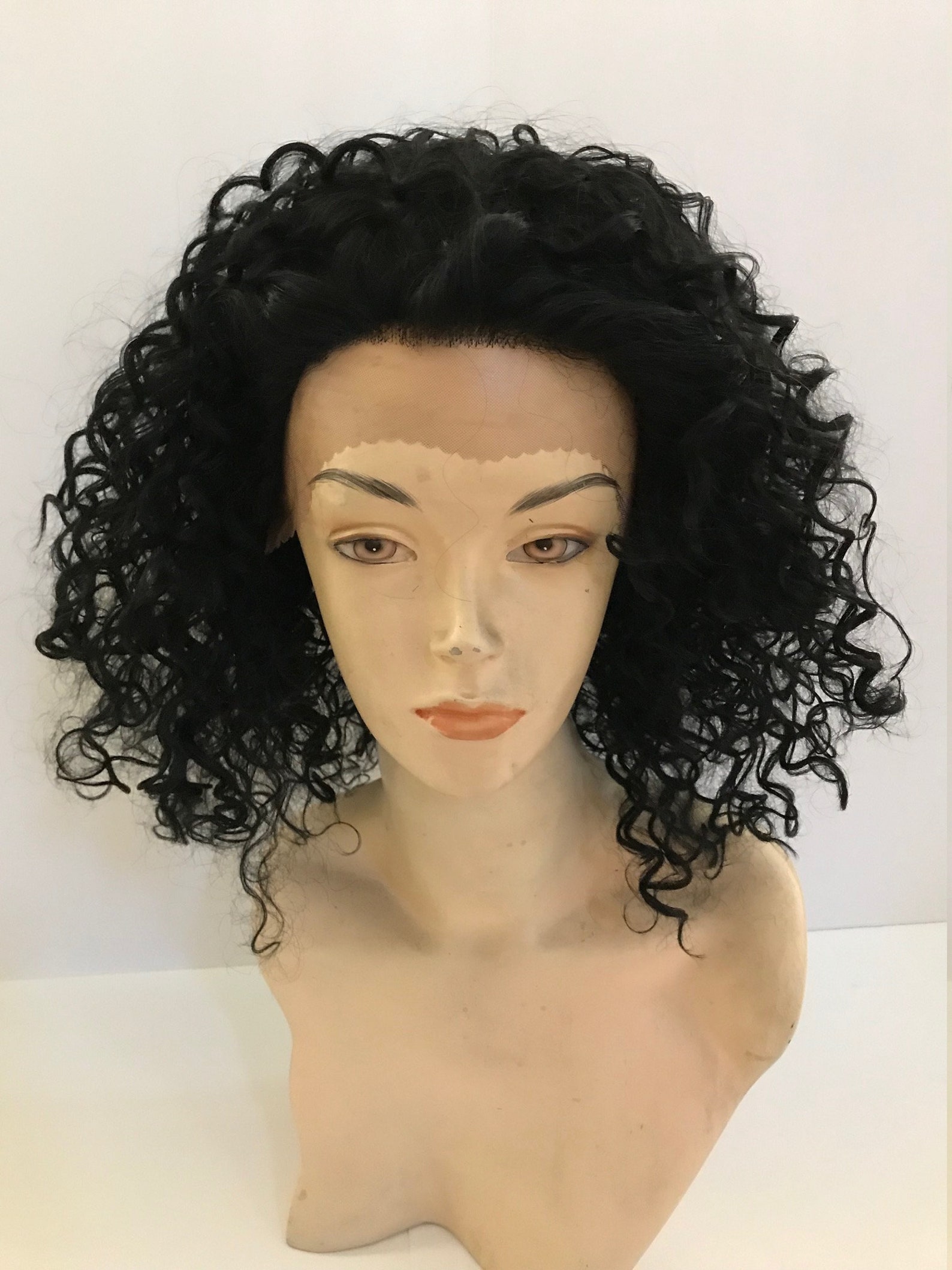Short Jheri Curl Lace Front Wig | Etsy