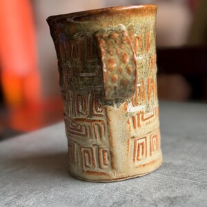 Hand Carved Stamped Slab Built Mug - Etsy