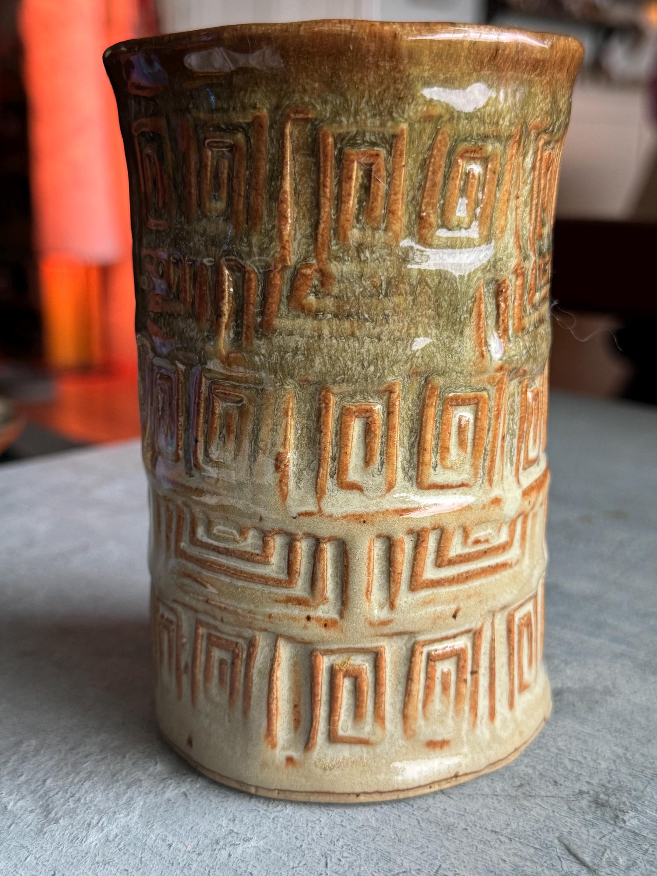 Hand Carved Stamped Slab Built Mug - Etsy