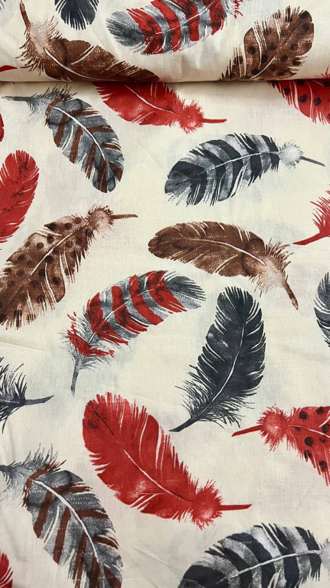 Feather Cotton Fabric, Black Feather Fabric, Red Feather Fabric, Brown ...