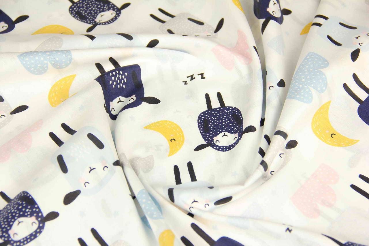 Cloth With Lambs Fabric, Ram Blue Fabric,lamb Gray Fabric, Moon Fabric ...