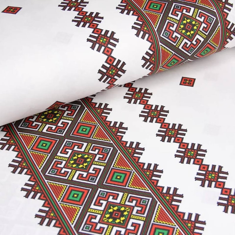 Red Ukrainian Fabric - Etsy