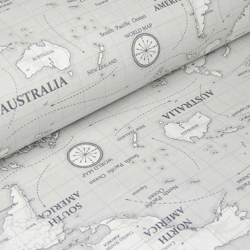 World Map Fabric - Etsy