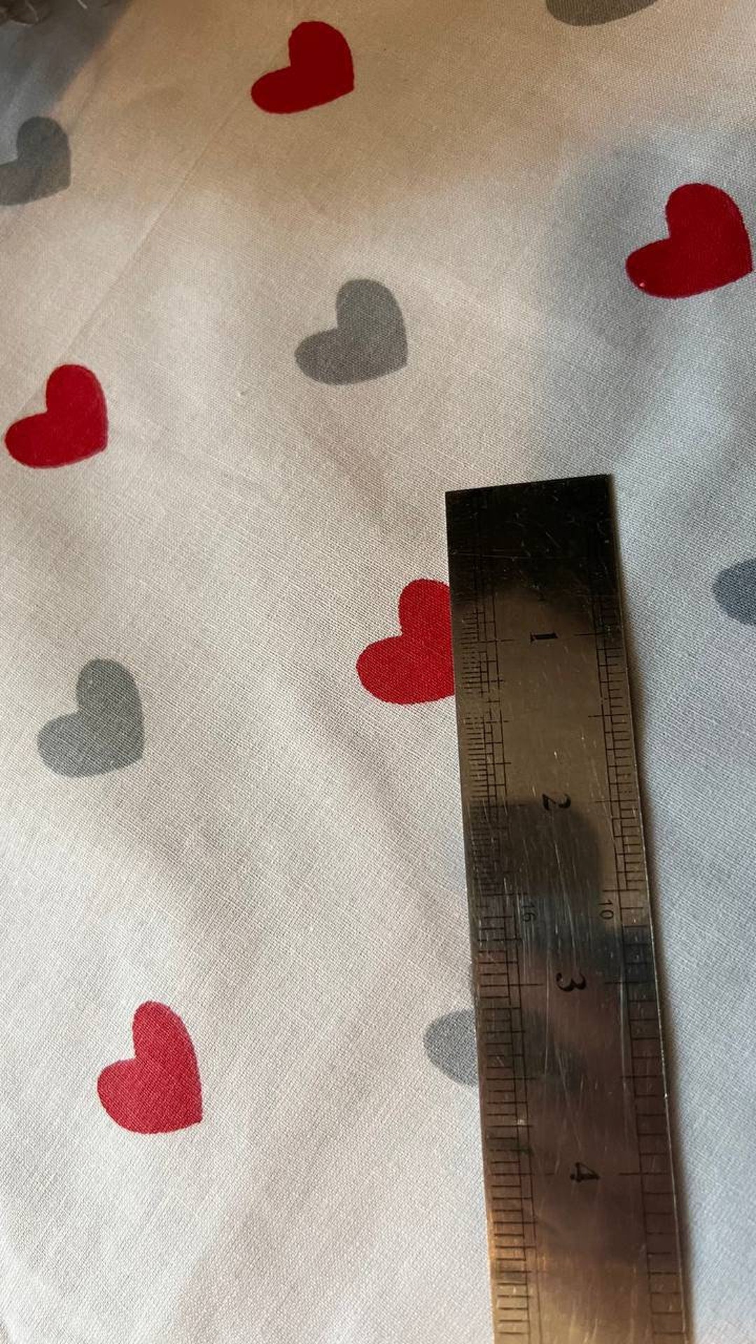 Fabric Hearts Red Gray, Fabric for the Home, Fabric for Bedding, Fabric ...