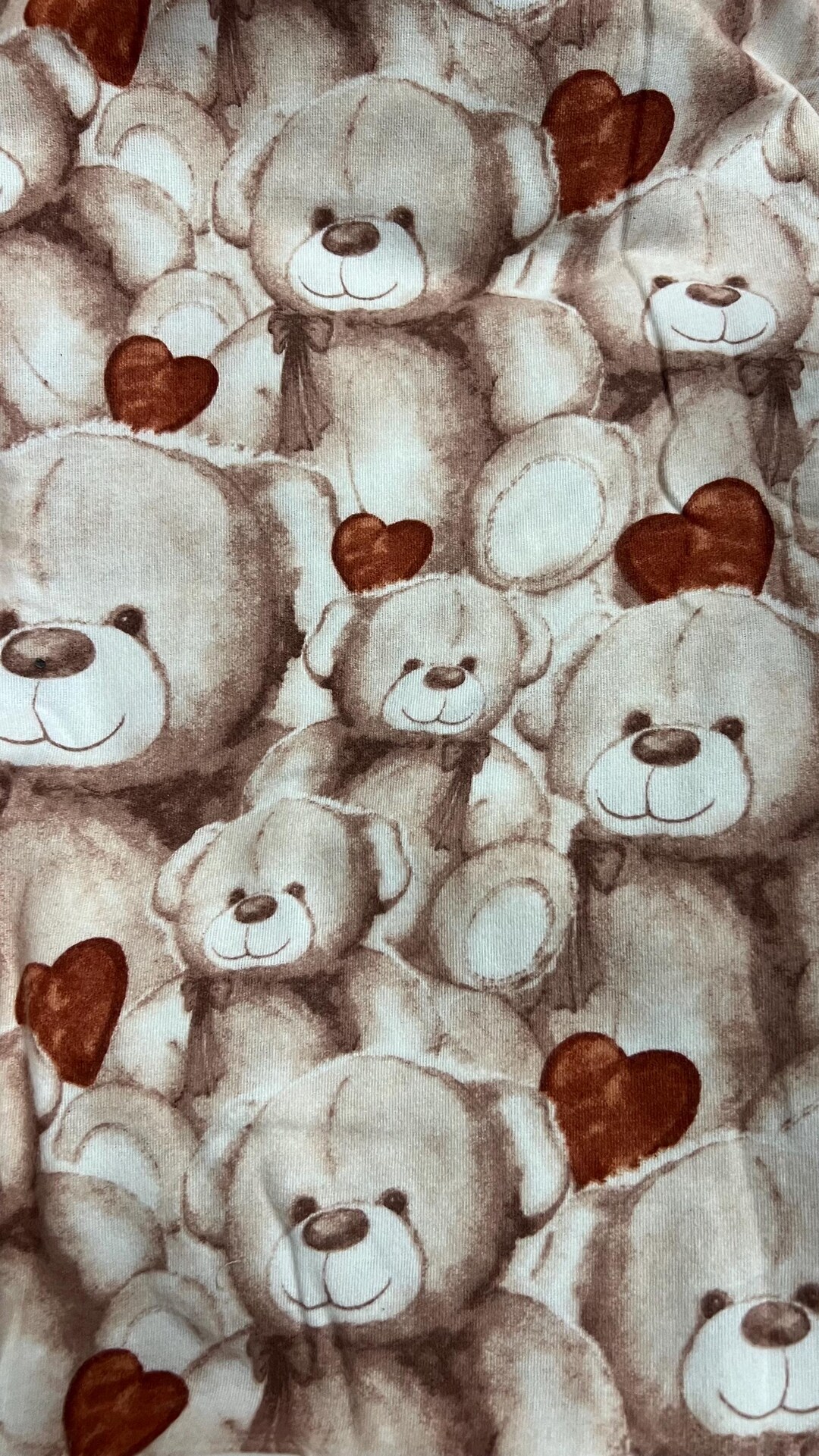 Flannel Fabric Big Bears, Flannel Cotton Bears With Hearts Fabric ...