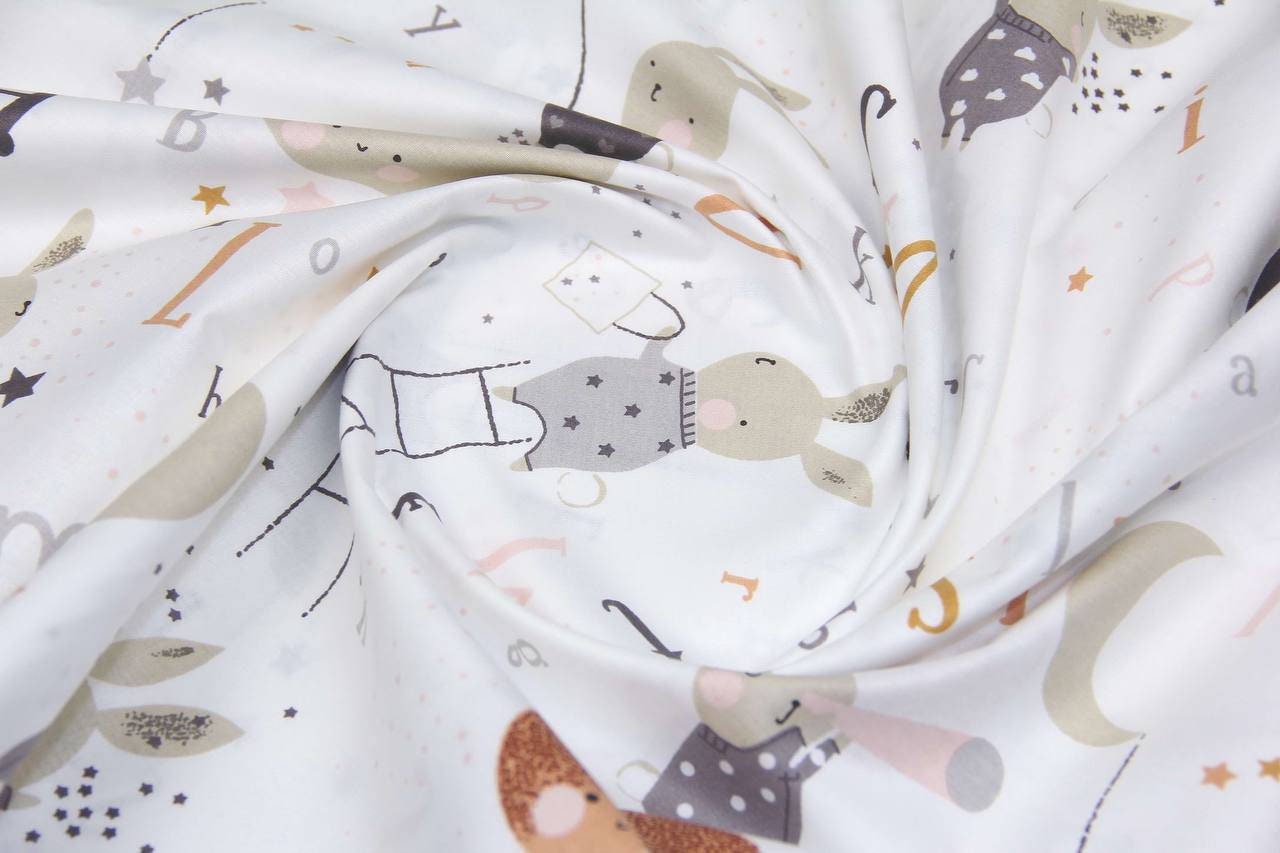 Sleepy Hare Fabric Fabric With a Hedgehog Fabric Moon - Etsy