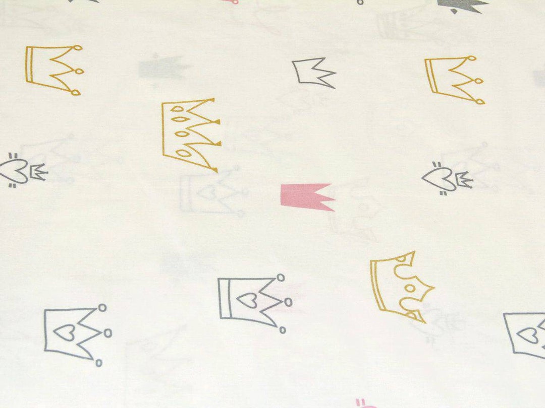 Glitter Crown Fabric, Fabric White Pink Crown, Crown Fabric Bedding ...