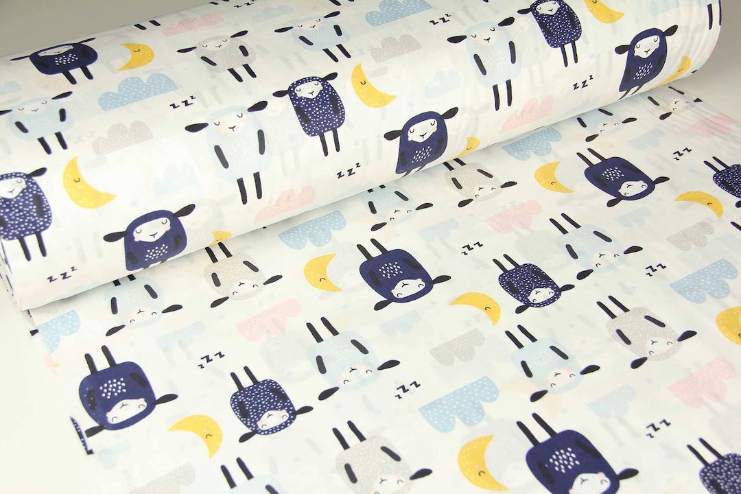 Cloth With Lambs Fabric, Ram Blue Fabric,lamb Gray Fabric, Moon Fabric ...