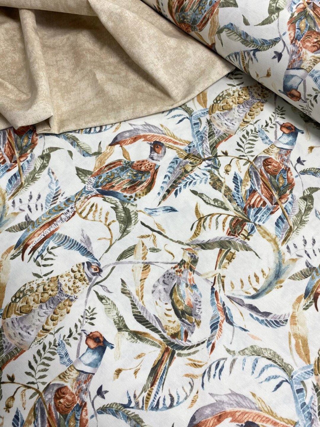 Birds Pheasant Tablecloth, Waterproof Brown Birds Kitchen Tablecloth ...
