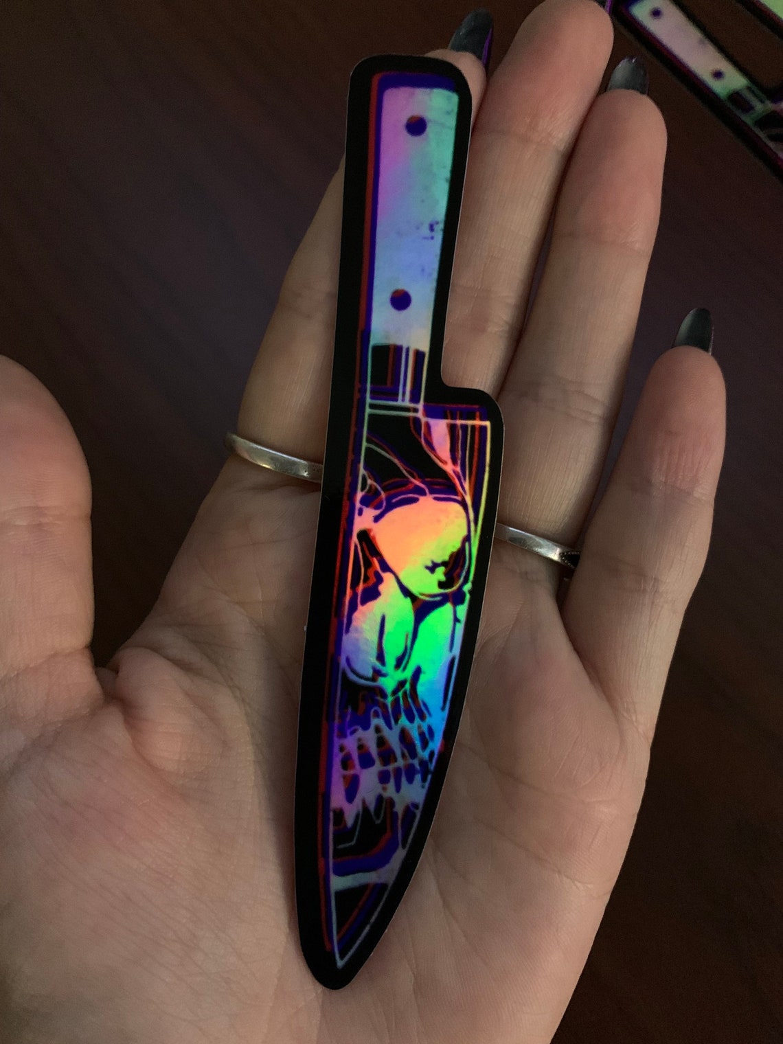 Skull Holographic Knife Sticker - Etsy