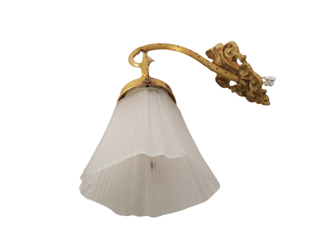 Antique Bronze Wall Sconce With Glass Shade. - Etsy