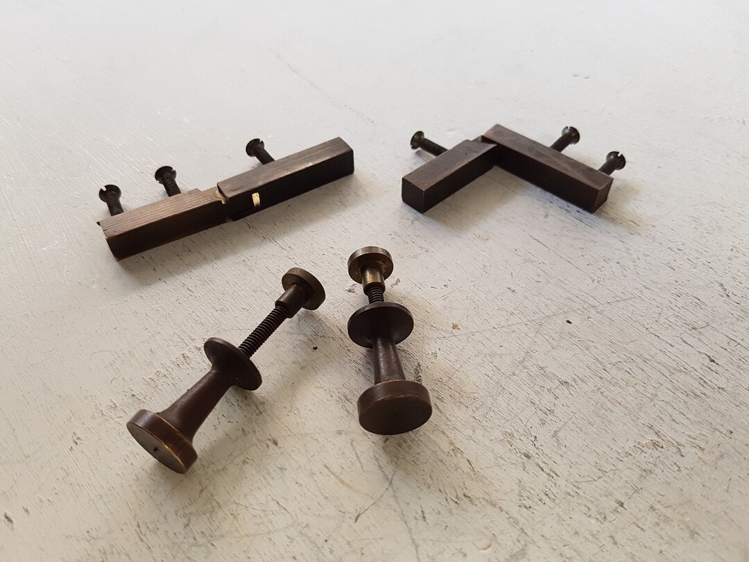 Antique Brass Hardware Set for Furniture 2 Small Handles With Screws 2 ...