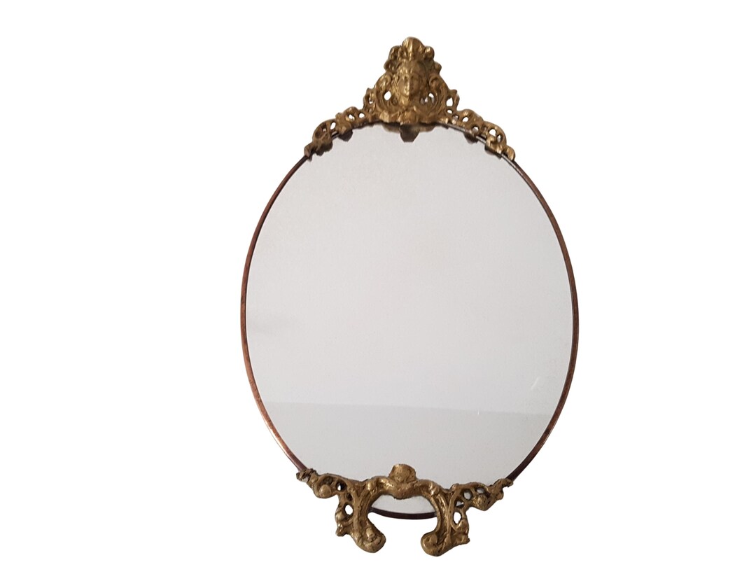 Vintage Rococo Wall Mirror With Female Mask, Oval French Style Mirror ...