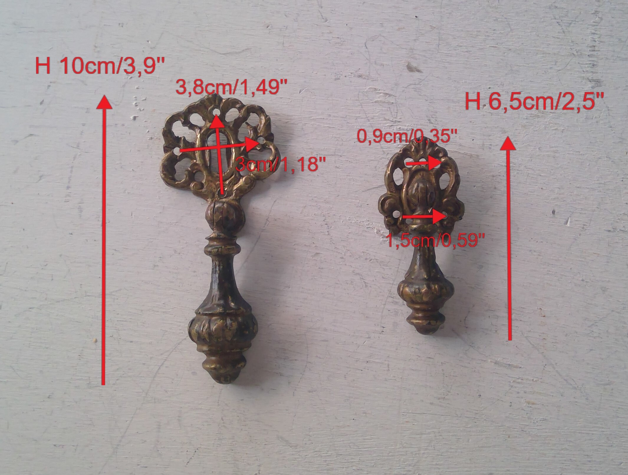 Set vintage bronze / brass cabinet handles 3 handles hammer | Etsy