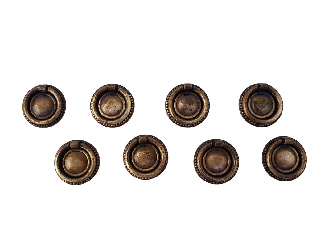 Vintage Set of 8 Furniture Handles. Round Ring Handles. Made in Spain ...