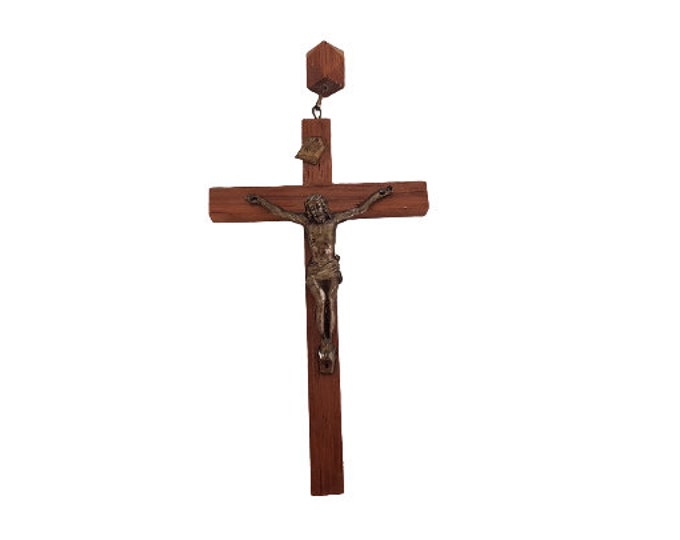 Vintage Wooden Wall Crucifix Figure of Jesus on the Cross IMRI Silver ...