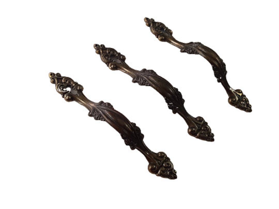 Vintage Set of 3 Large Handles "bracket" Brass Cabinet Handles - Etsy