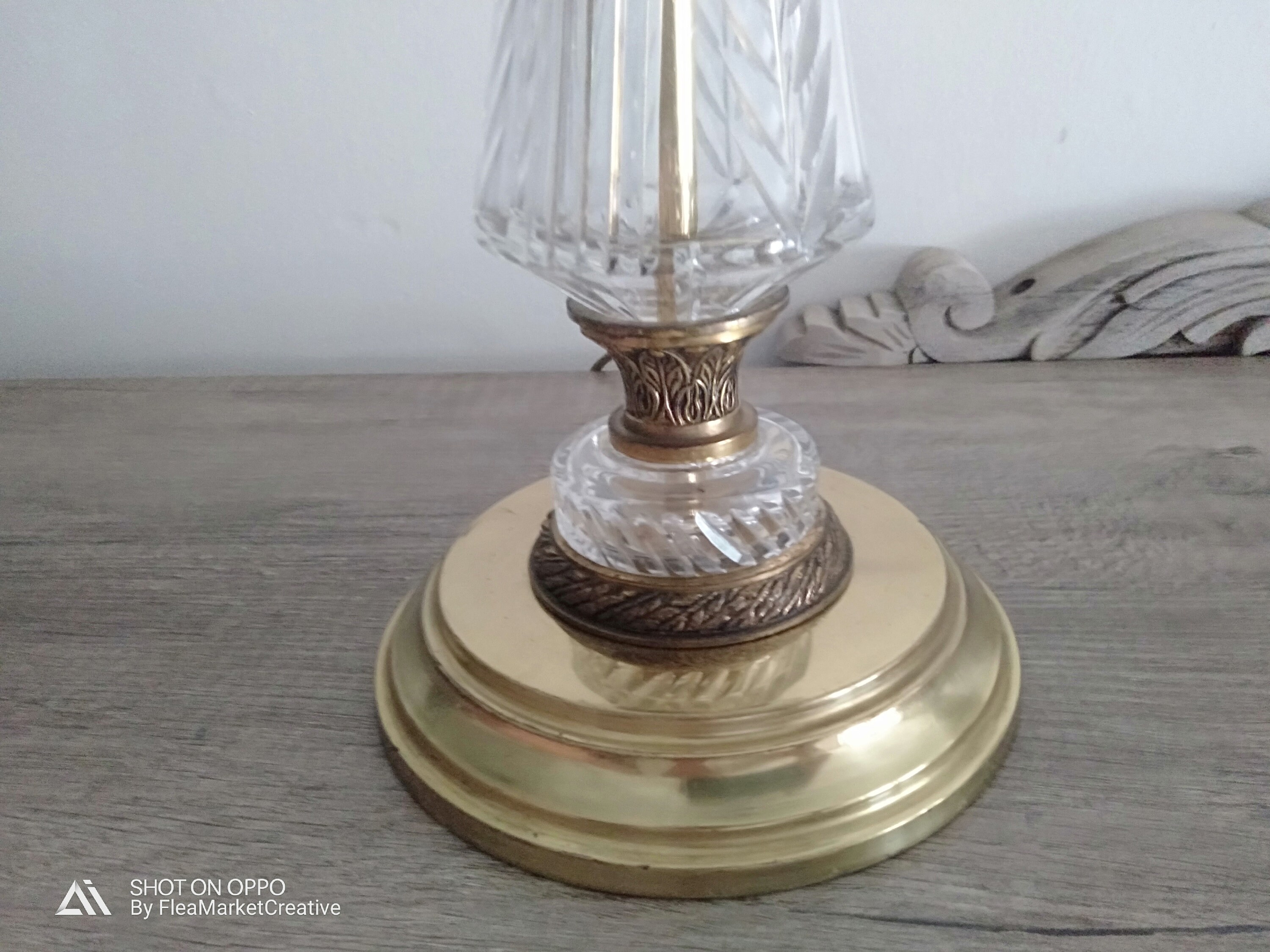 Vintage Table Lamp Clear Glass Lamp Base White Lampshade | Etsy