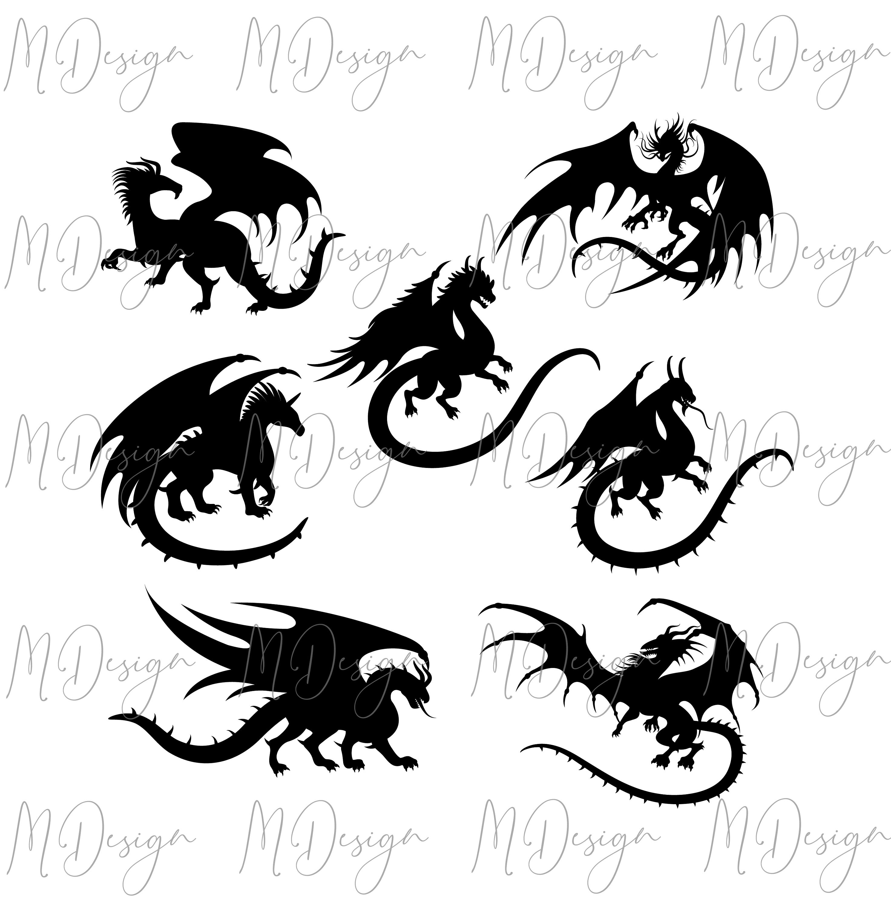 DXF Cut File SVG Instant Digital Download dragon with fire limited ...