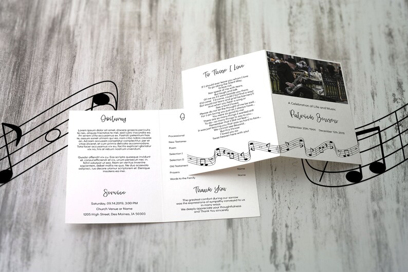 Creative Funeral Program Template for Men Artist Musician - Etsy Finland