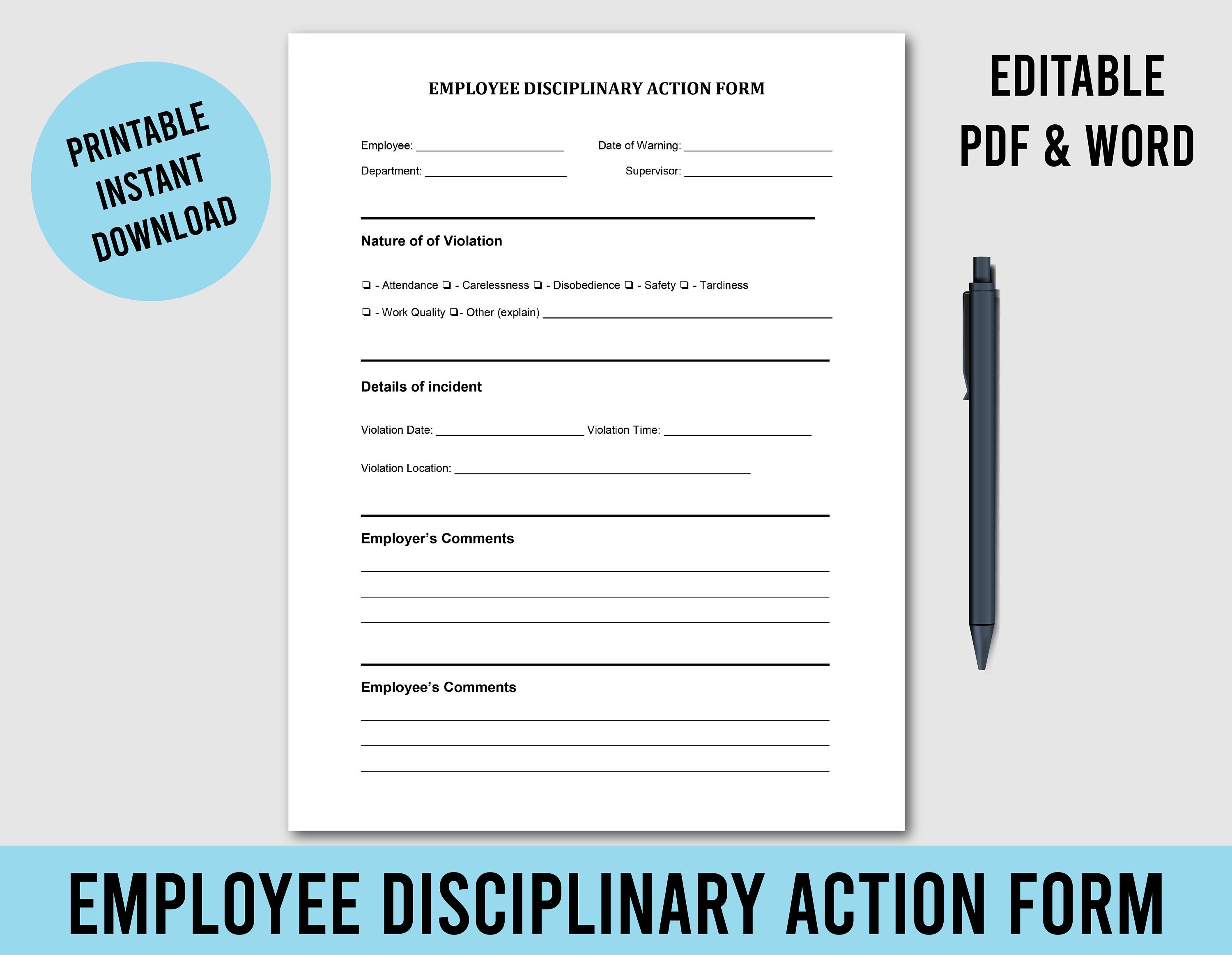 Employee Corrective Action Form