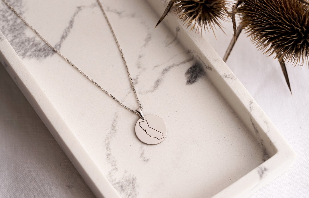 14K Gold Map Necklace | Custom Map Necklace | USA City Map Necklace ...