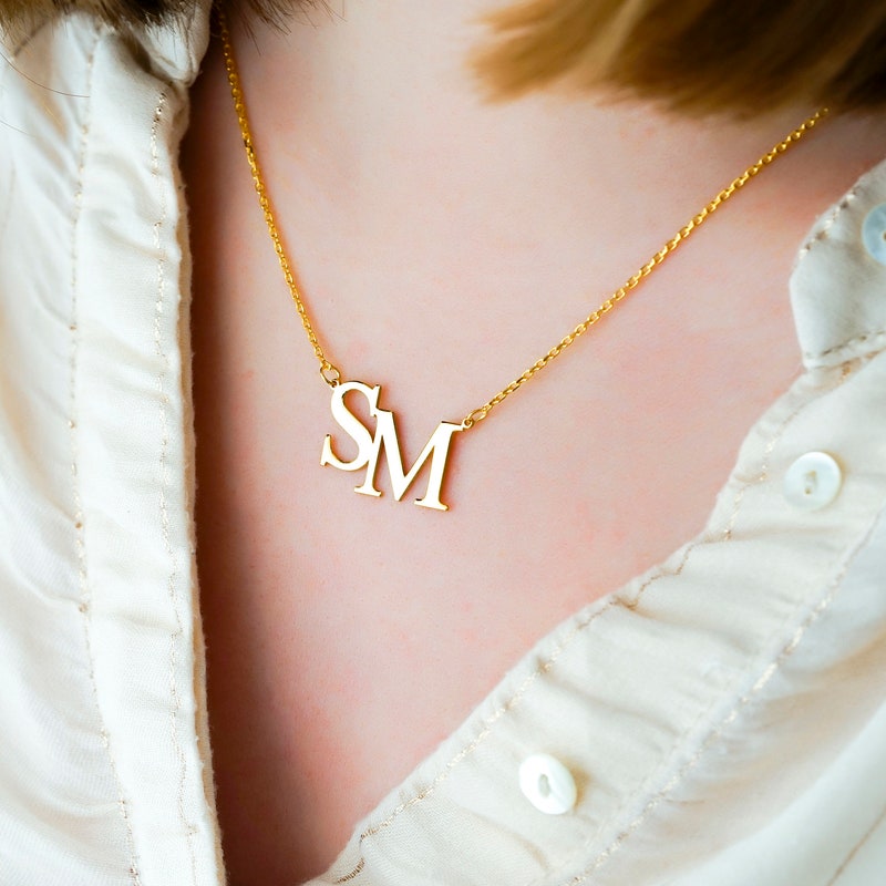 Two Initial Necklace - Etsy