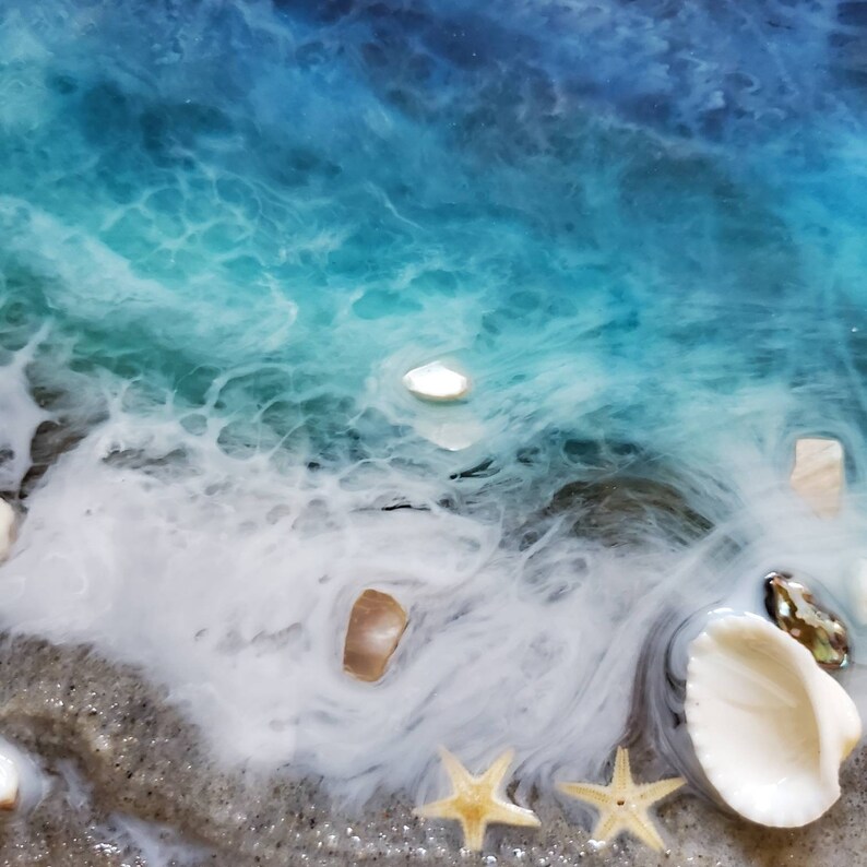 Original Epoxy Resin and Acrylic Paint Ocean Beach Art on 8 by - Etsy