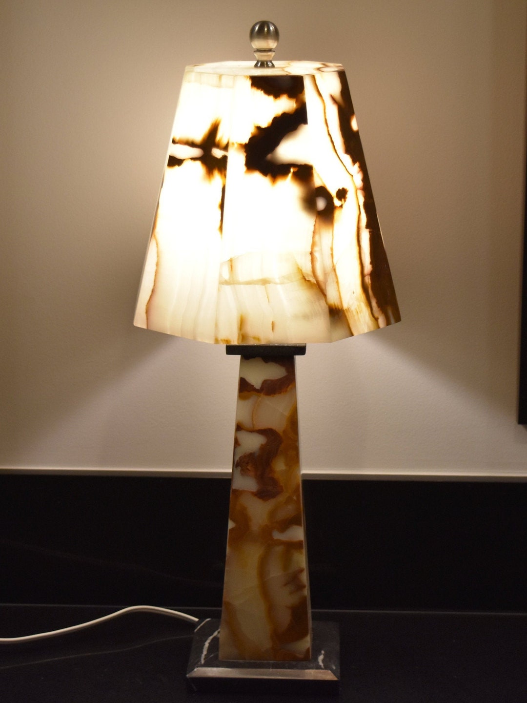 Vanilla Onyx Lamp With Matching Stone Shade - Etsy