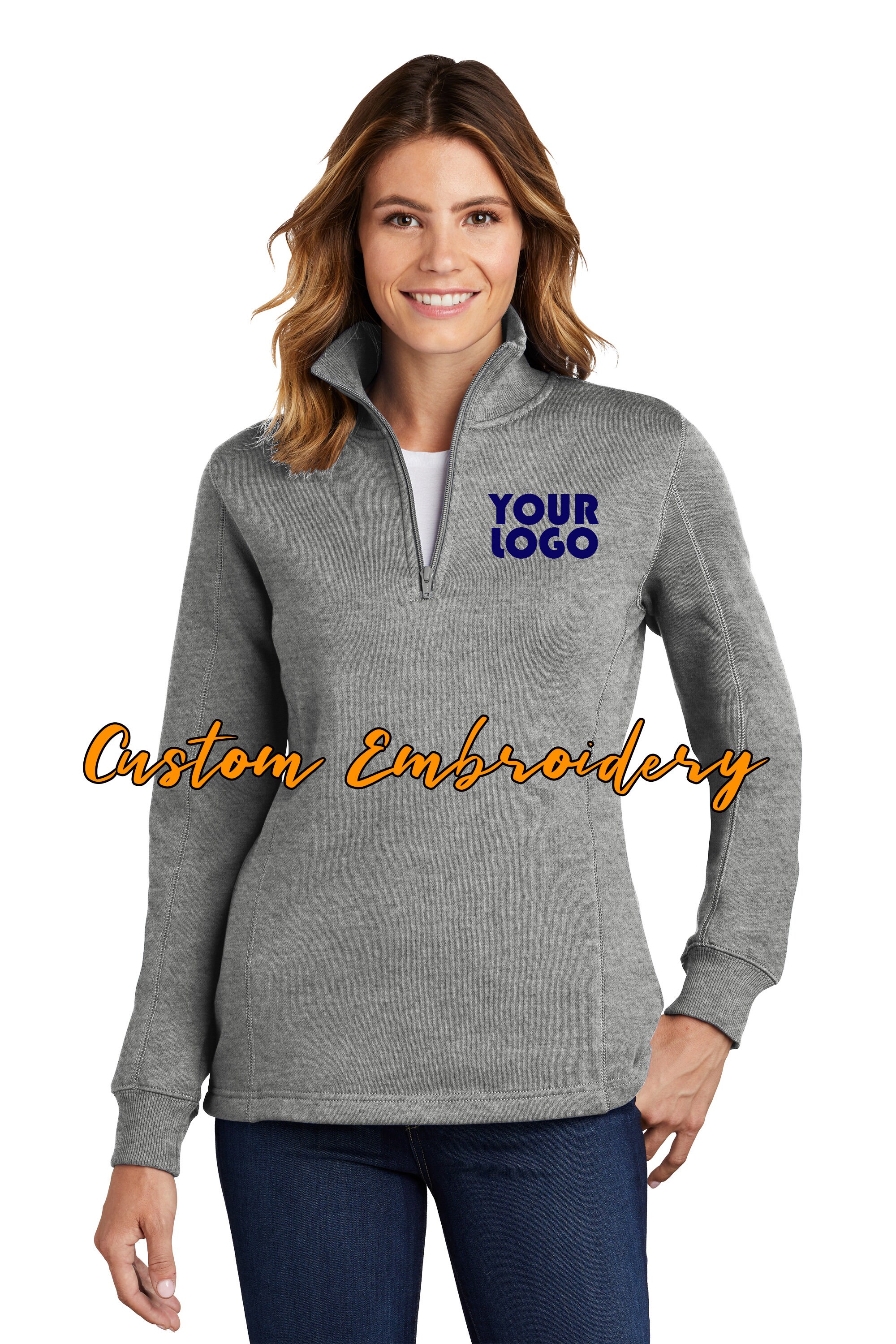 Custom Embroidered Ladies Quarter 1/4 Zip Sweatshirt | Etsy
