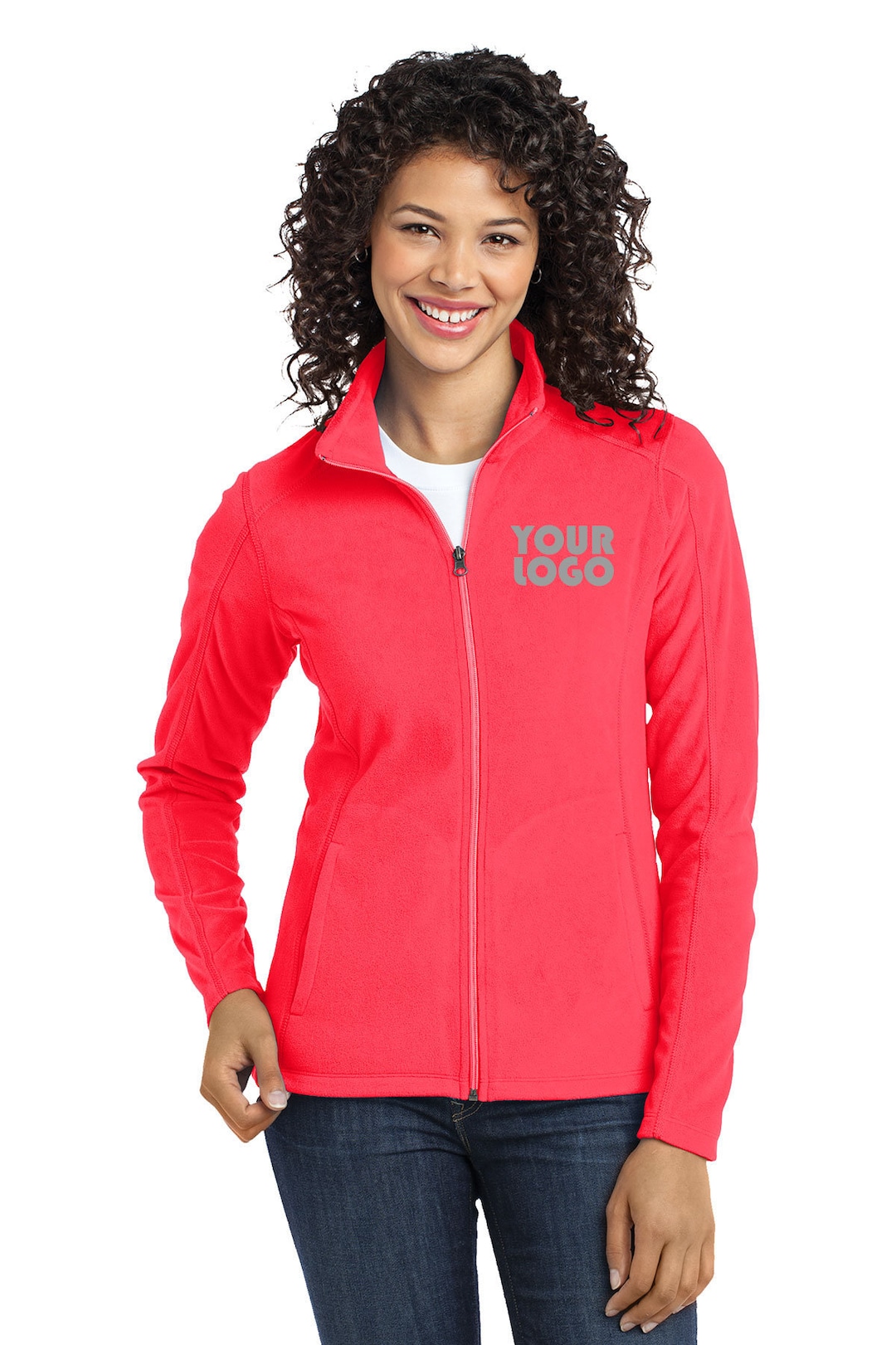 Custom Embroidered Ladies Micro-fleece Jacket - Lightweight Microfleece ...