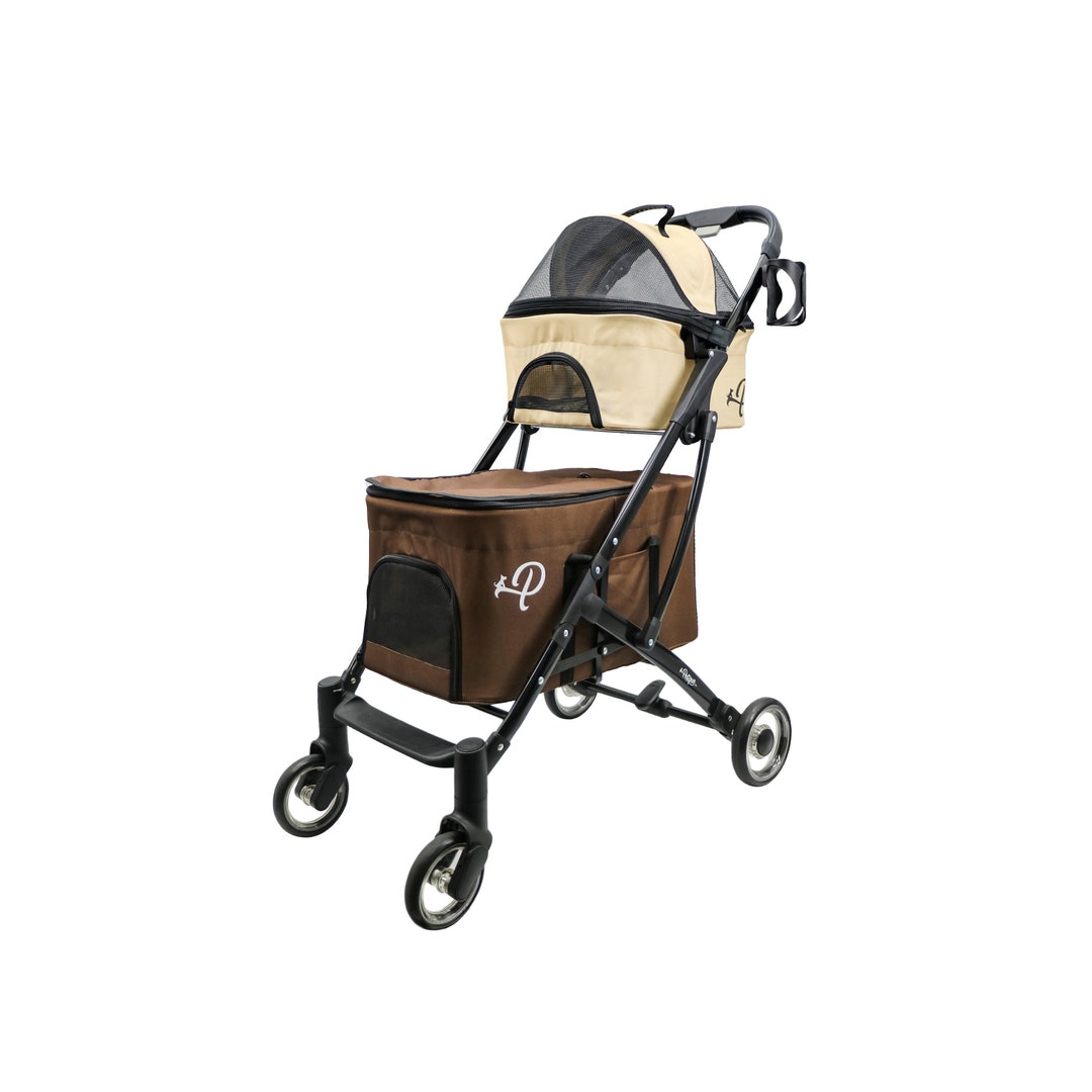 Deluxe Double Decker Pet Stroller-brown: Dual Bassinets, Washable Pee ...