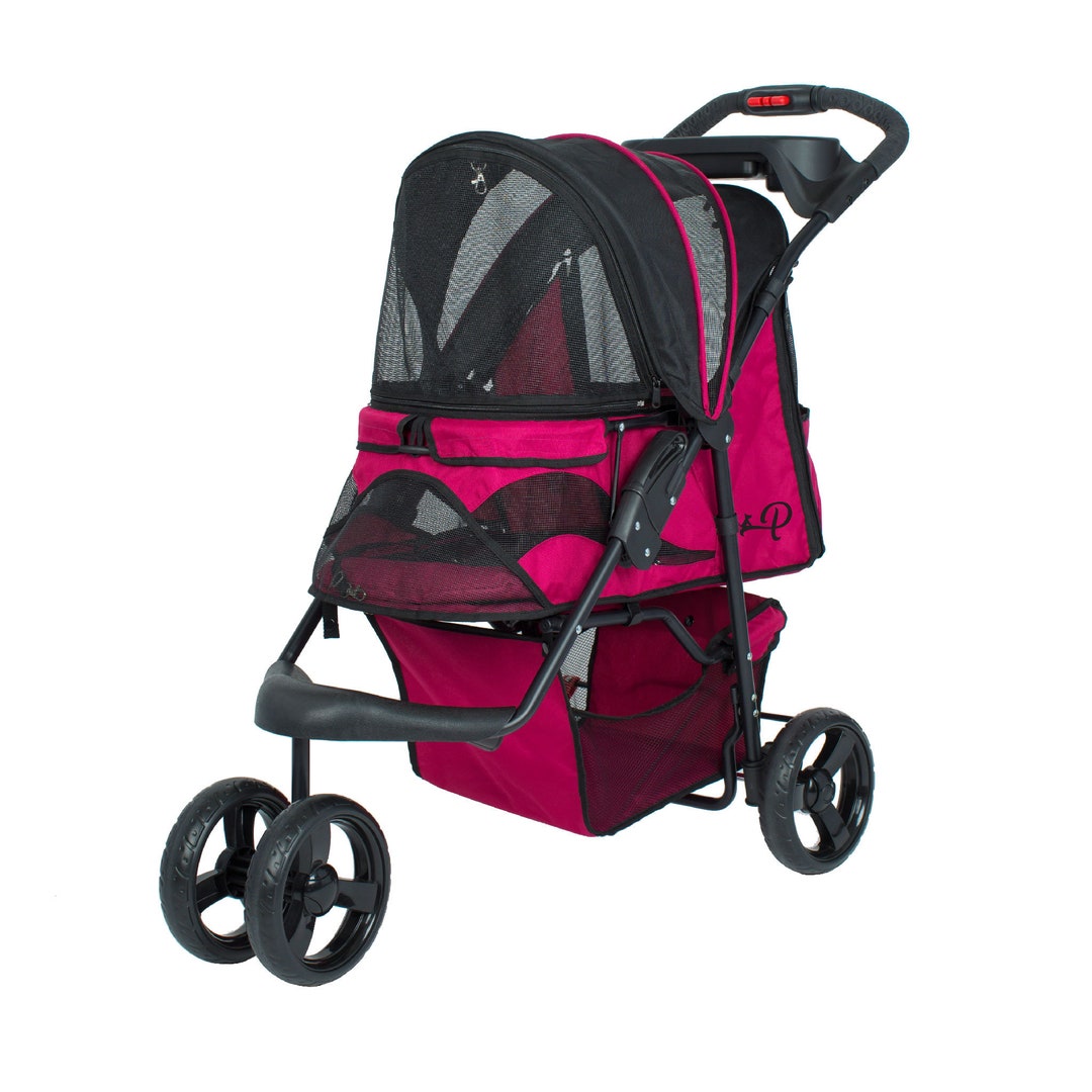 Durable Pet Stroller Razzberry FUCHSIA PINK Large EVA Tires & Double ...