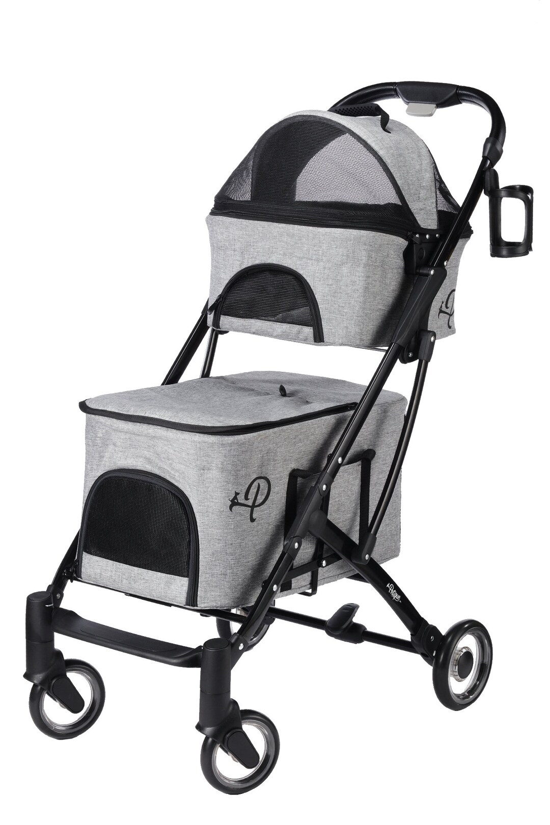 PETIQUE Deluxe Double Decker Pet Stroller GRAY for Dogs/cats/small ...