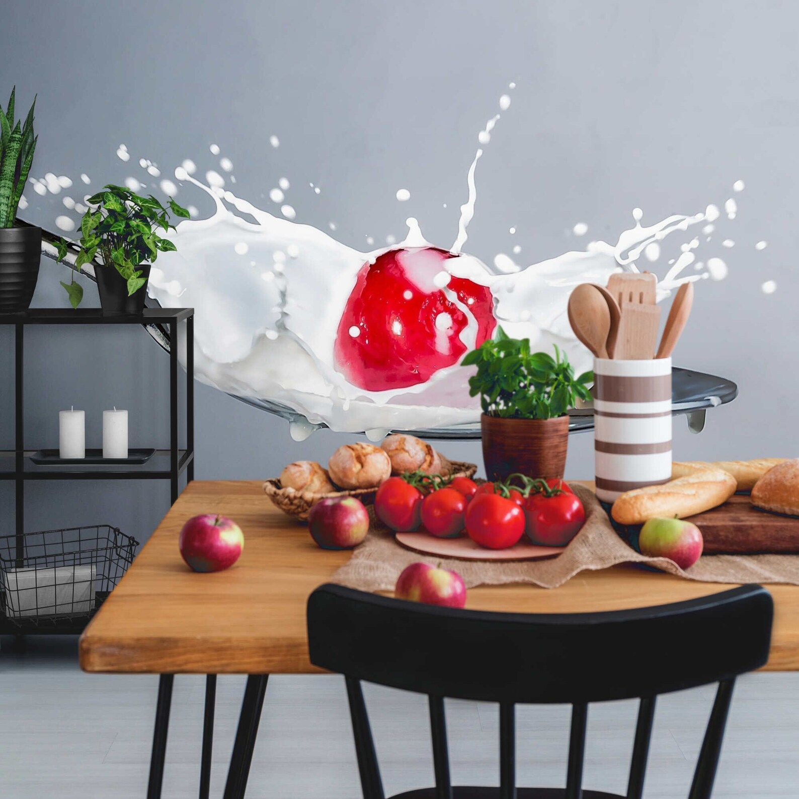Kitchen Wall Mural Cherry 3D Wallpaper Kitchen Wall Paper Decor Photo ...