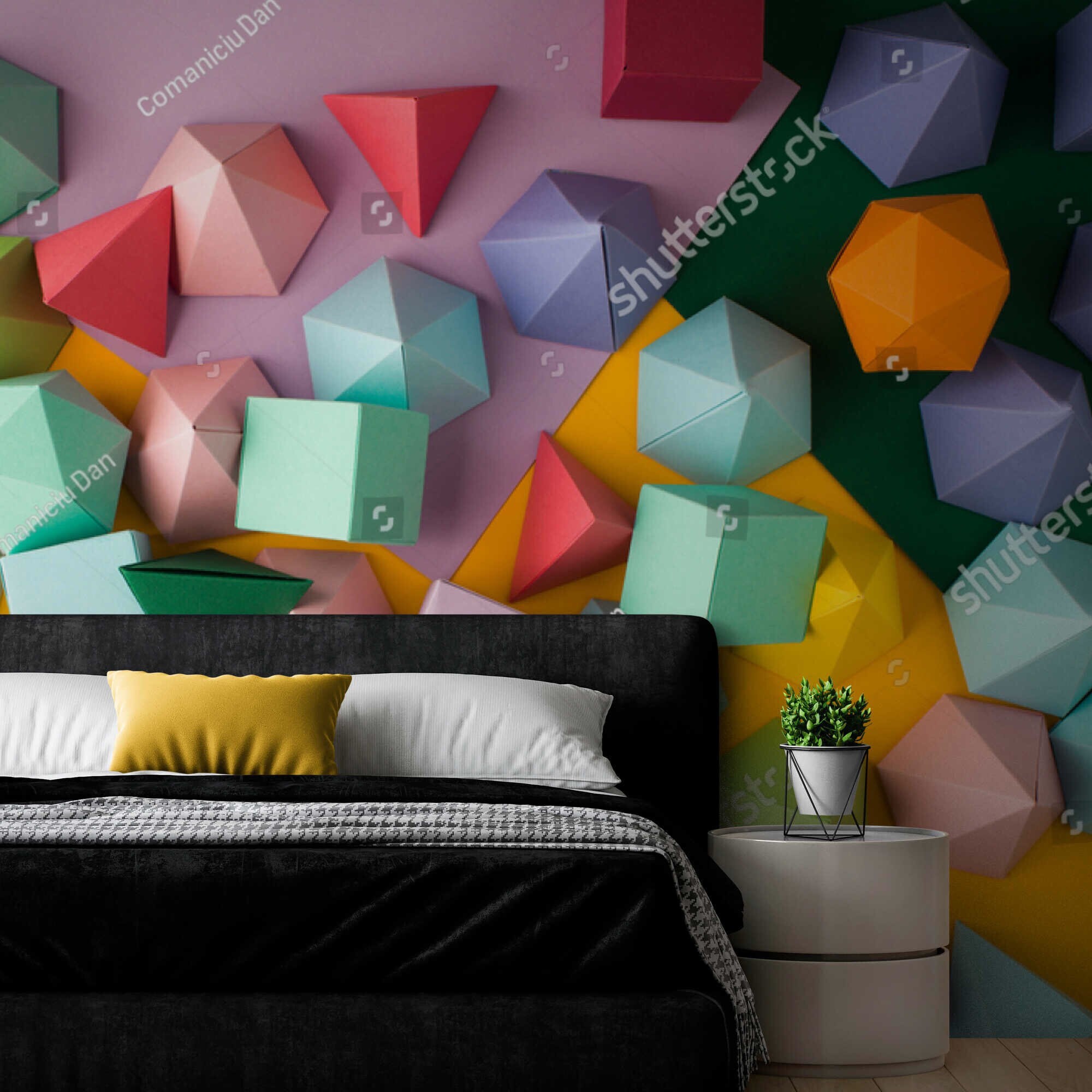 Colorful 3D Photo Wall Paper 3d Geometric Wall Mural Geometric 3d Wall ...