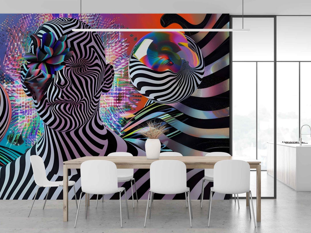 Psychedelic Abstract Wall Mural – Trippy 3D Art, Peel and Stick ...