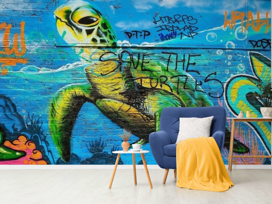 Animals Graffiti Wallpaper Turtles Graffiti Wall Peel Stick Graffiti ...